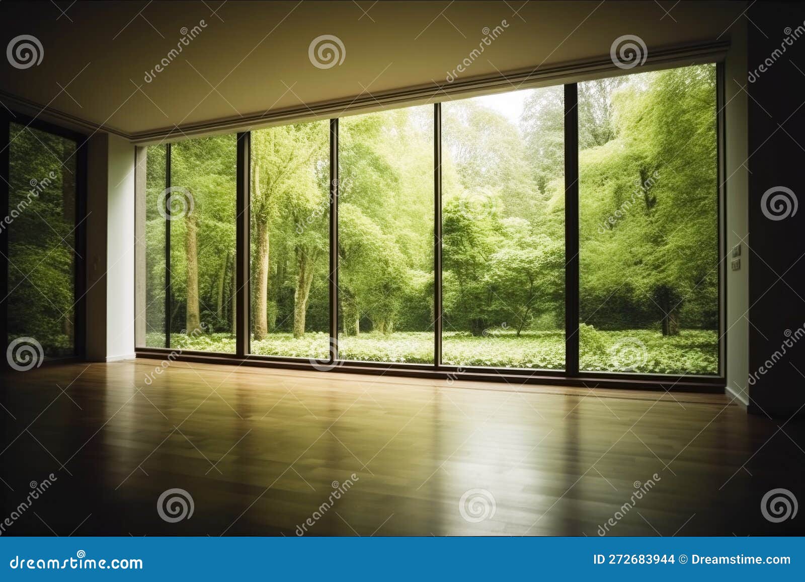 An Empty Room With No Objects, Featuring Large Floor-to-ceiling Windows ...