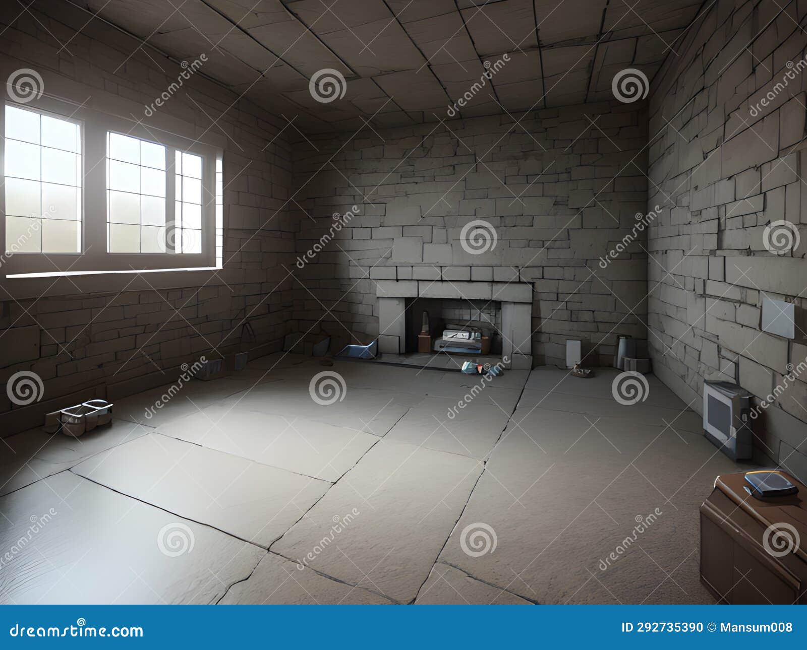 Empty Room in the Old House Stock Illustration - Illustration of ...