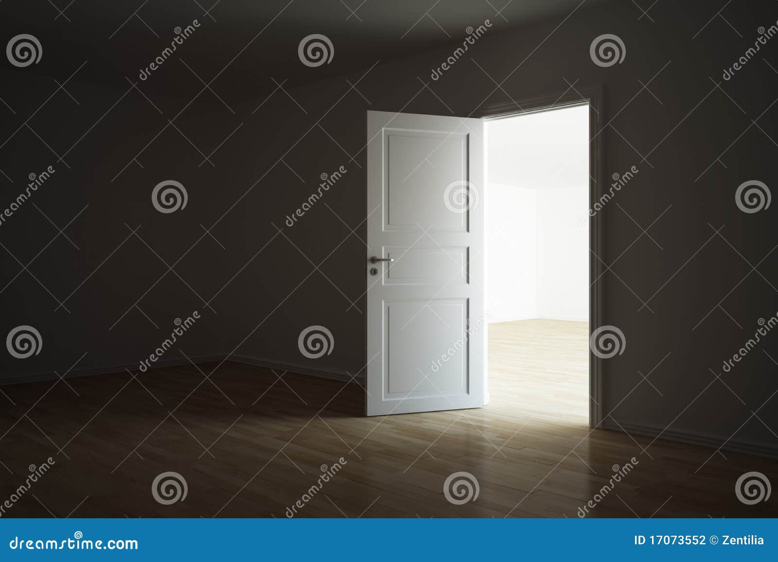 Empty Room with a Open Door Stock Illustration - Illustration of floor ...