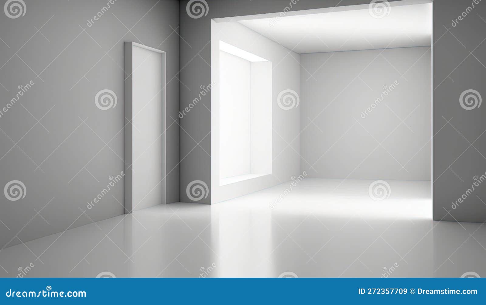 An Empty Room with an Open Door and Light Coming in Stock Illustration ...