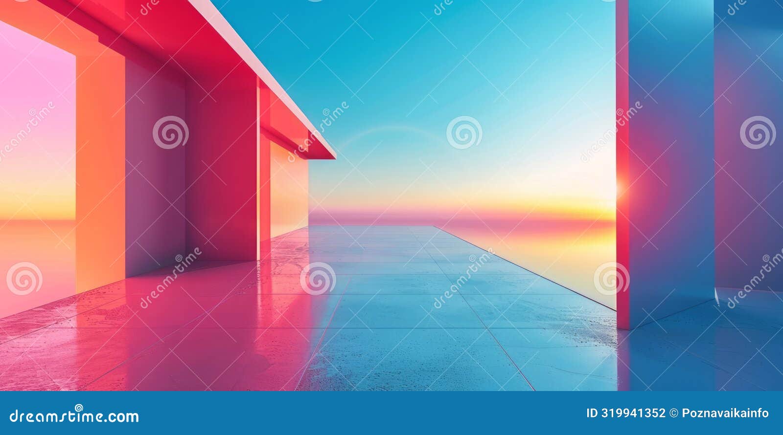 An Empty Room Overlooking the Vast Ocean, Offering a Calming and ...