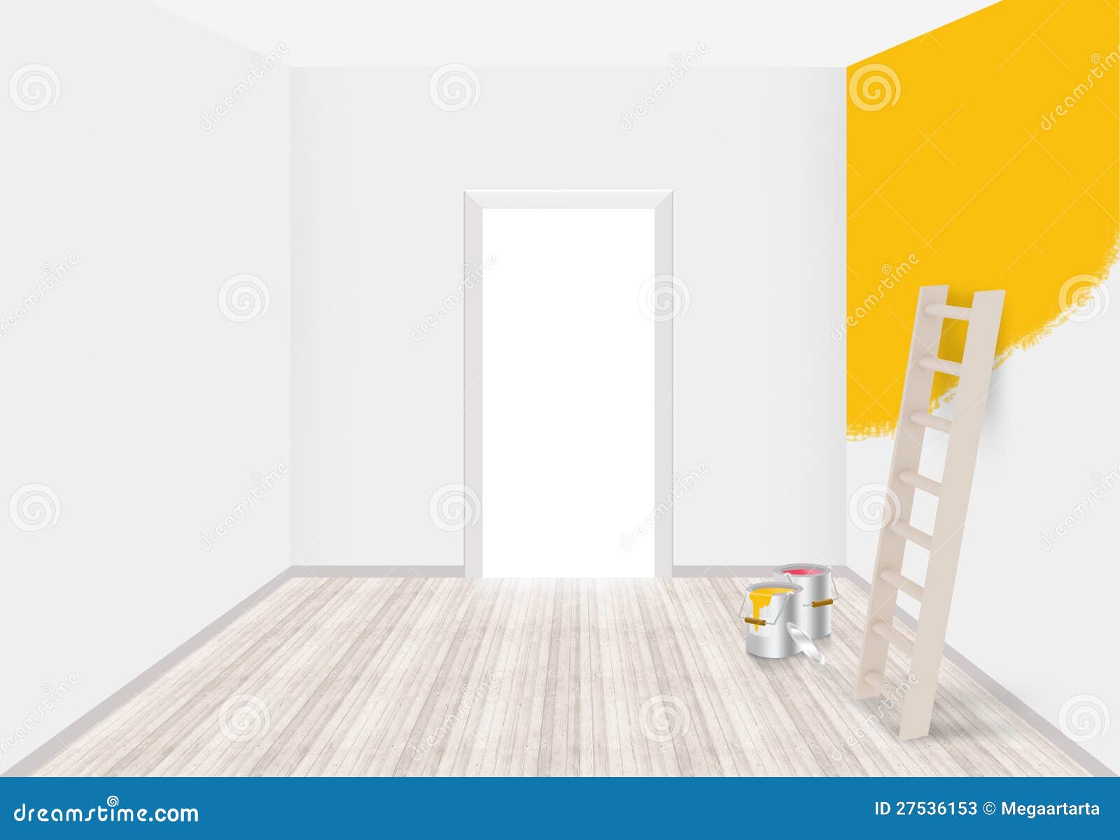 Empty Room with Painted Wall Stock Illustration - Illustration of ...