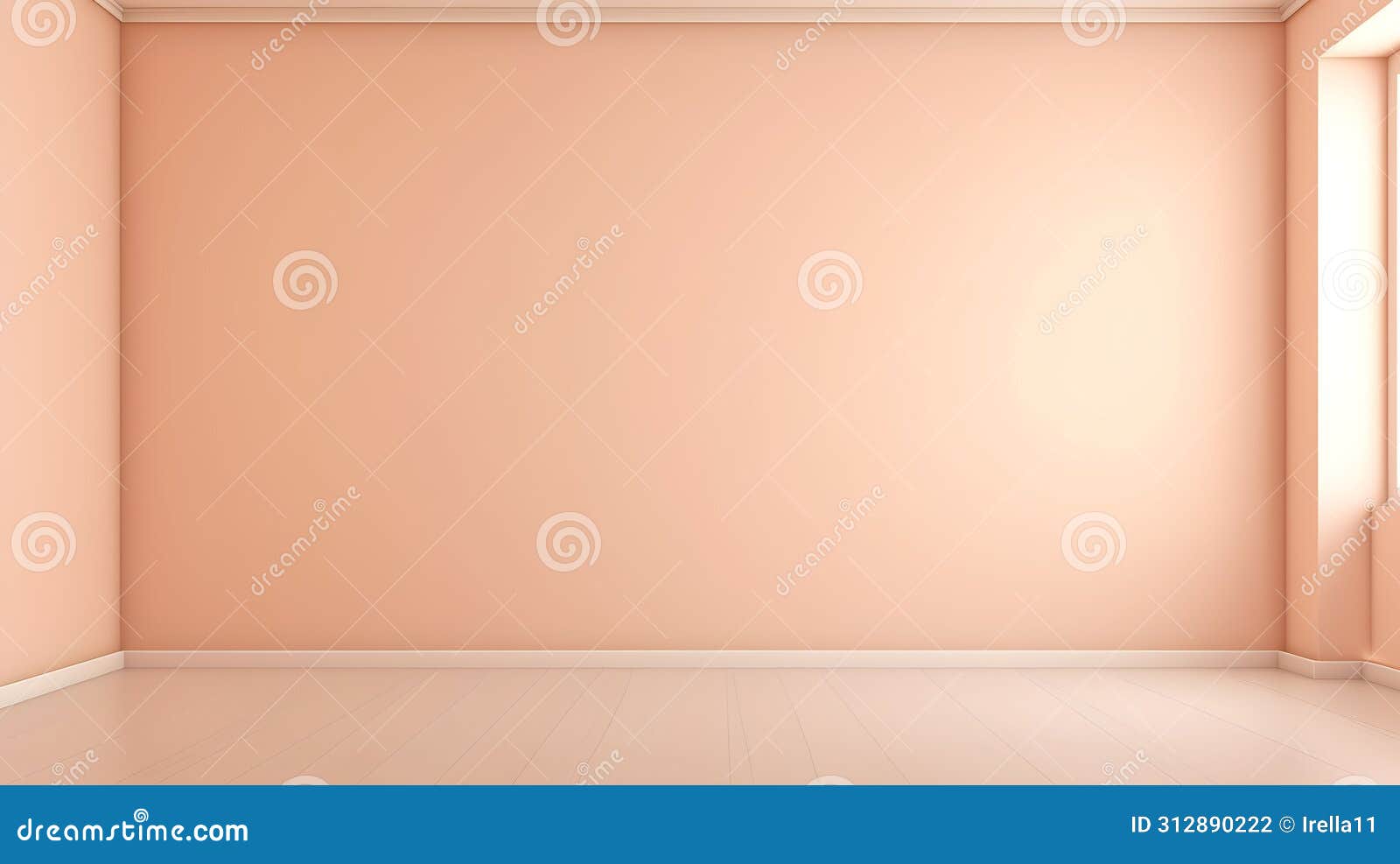 Empty Room with Pastel Peach Color Wall and Floor. Interior Background ...