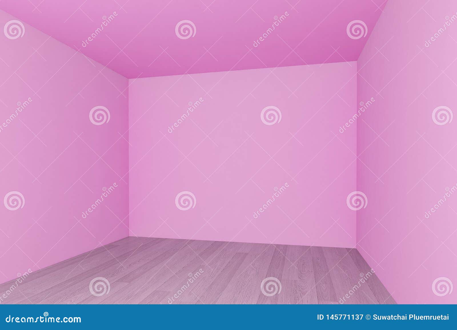 Empty Room ,pink Wall with Wood Floor Stock Illustration - Illustration ...