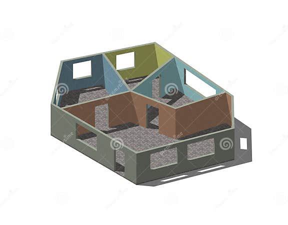 Empty Room Plan.Isolated on White Background.Isometric View. Stock ...