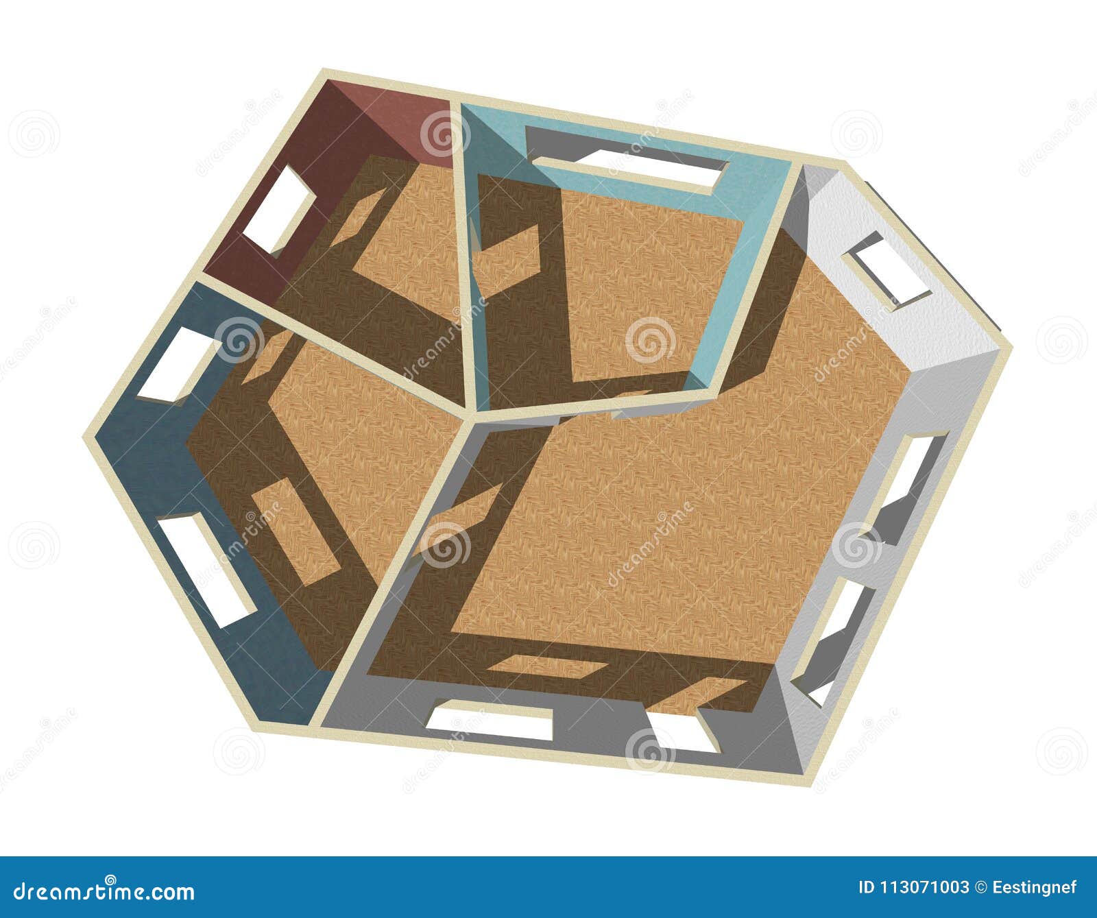 Empty Room Plan.Isolated on White Background.Top View. Stock ...