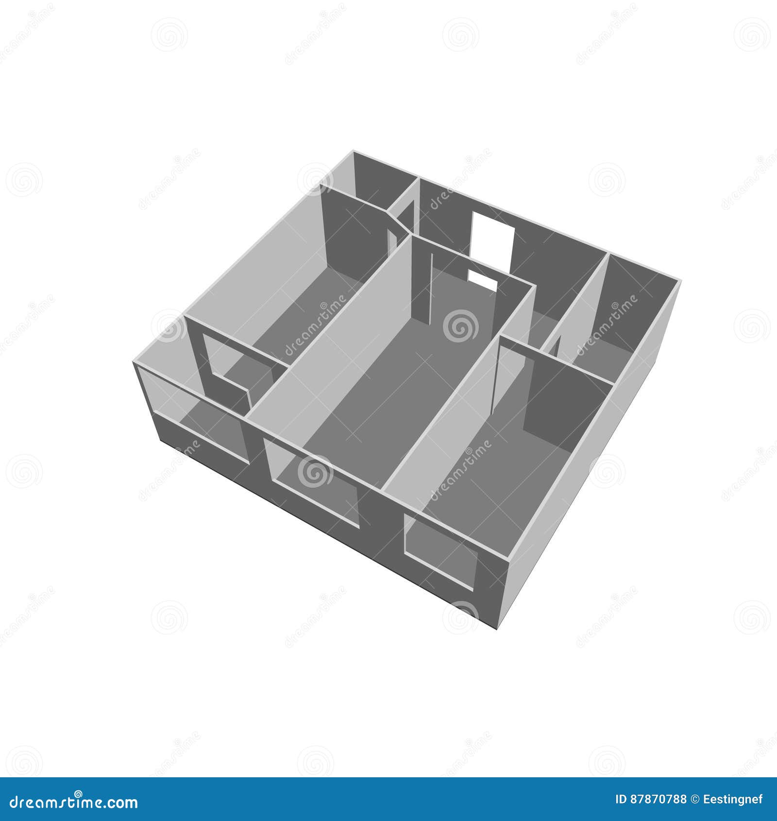 Empty Room Plan.Isolated on White Background.3d Vector Illustration ...
