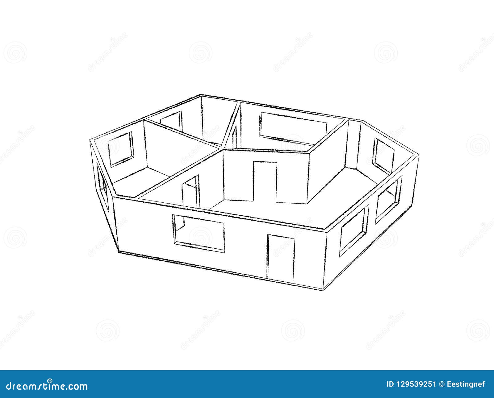 Empty Room Plan.Isolated on White Background Stock Illustration ...