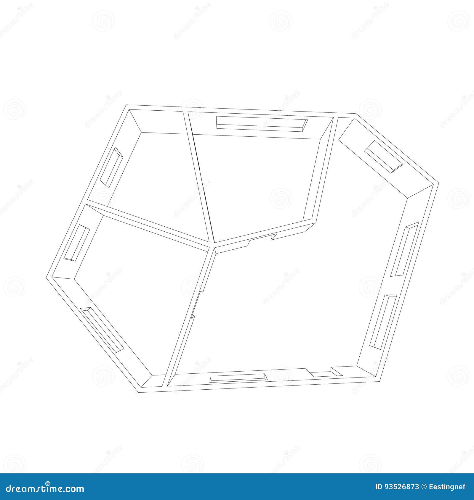 Empty Room Plan.Isolated on White Background.Vector Outline ...