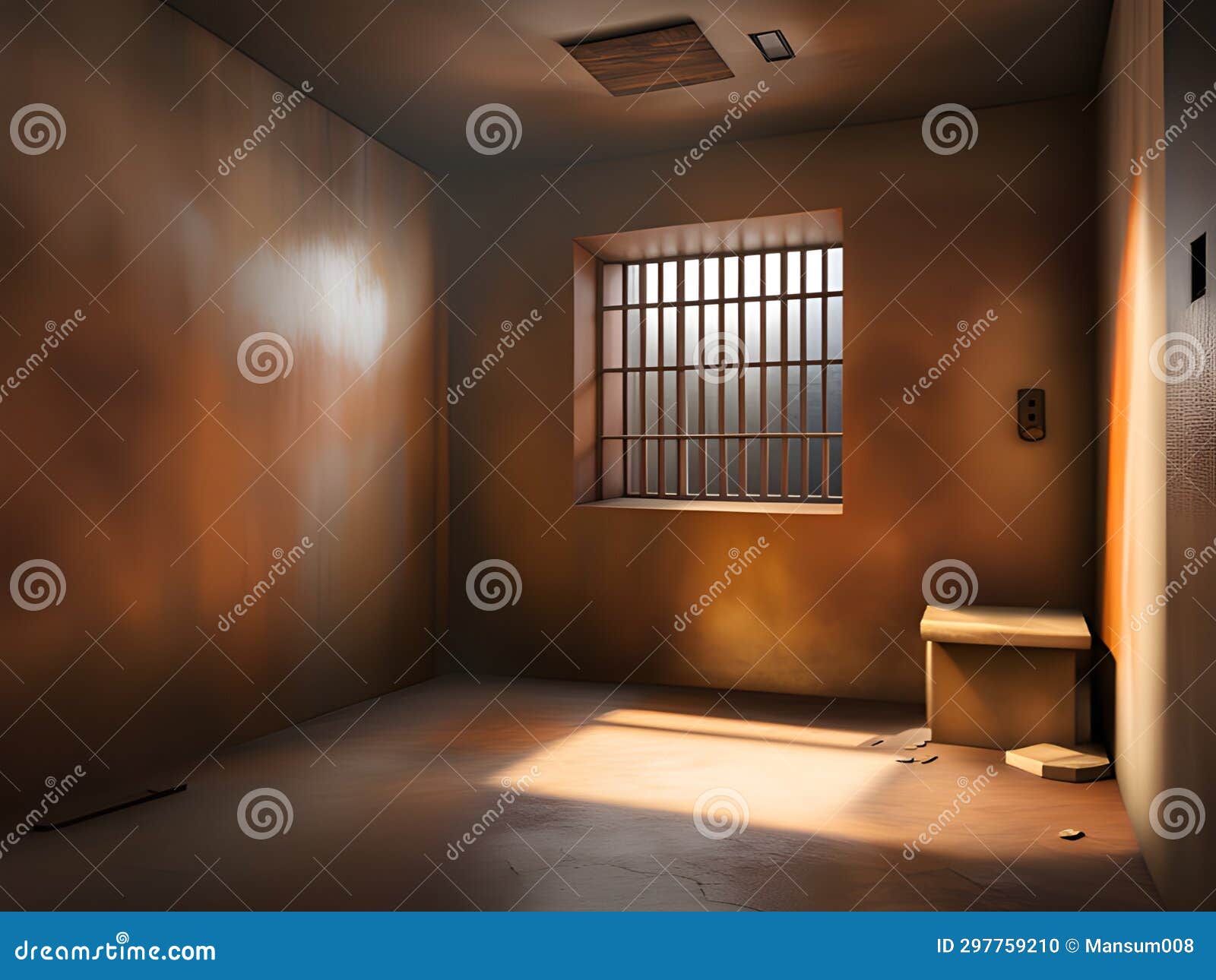 Prison Interior. Jail Cells And Shadows, Dark Background. 3d ...