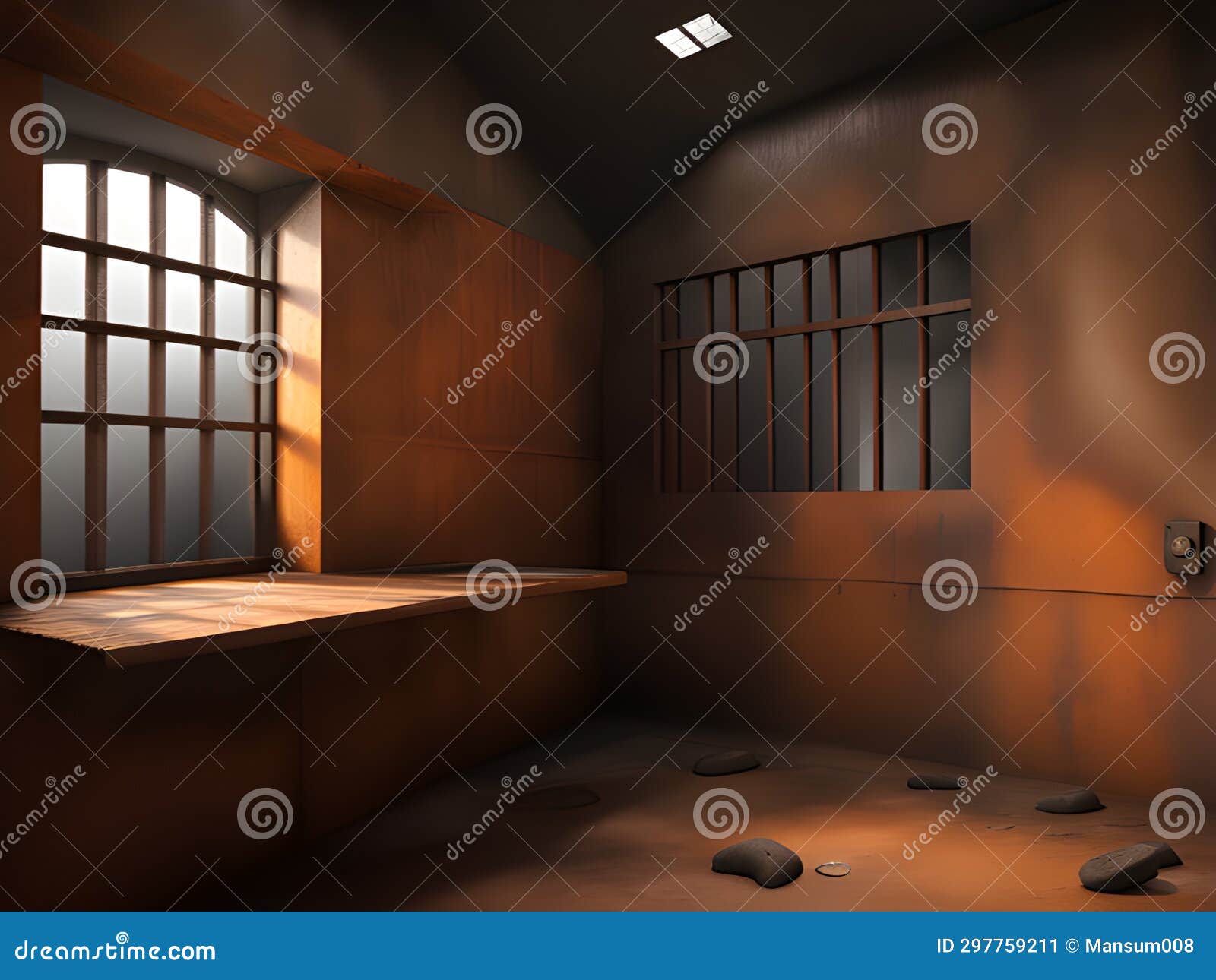 Empty Room of a Prison Interior Stock Illustration - Illustration of ...