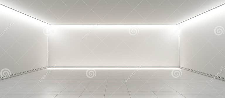An Empty Room with Rectangular Shape, White Tinted Walls, and a Ceiling ...