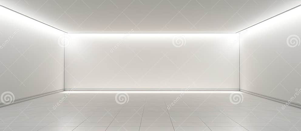 An Empty Room with Rectangular Shape, White Tinted Walls, and a Ceiling ...