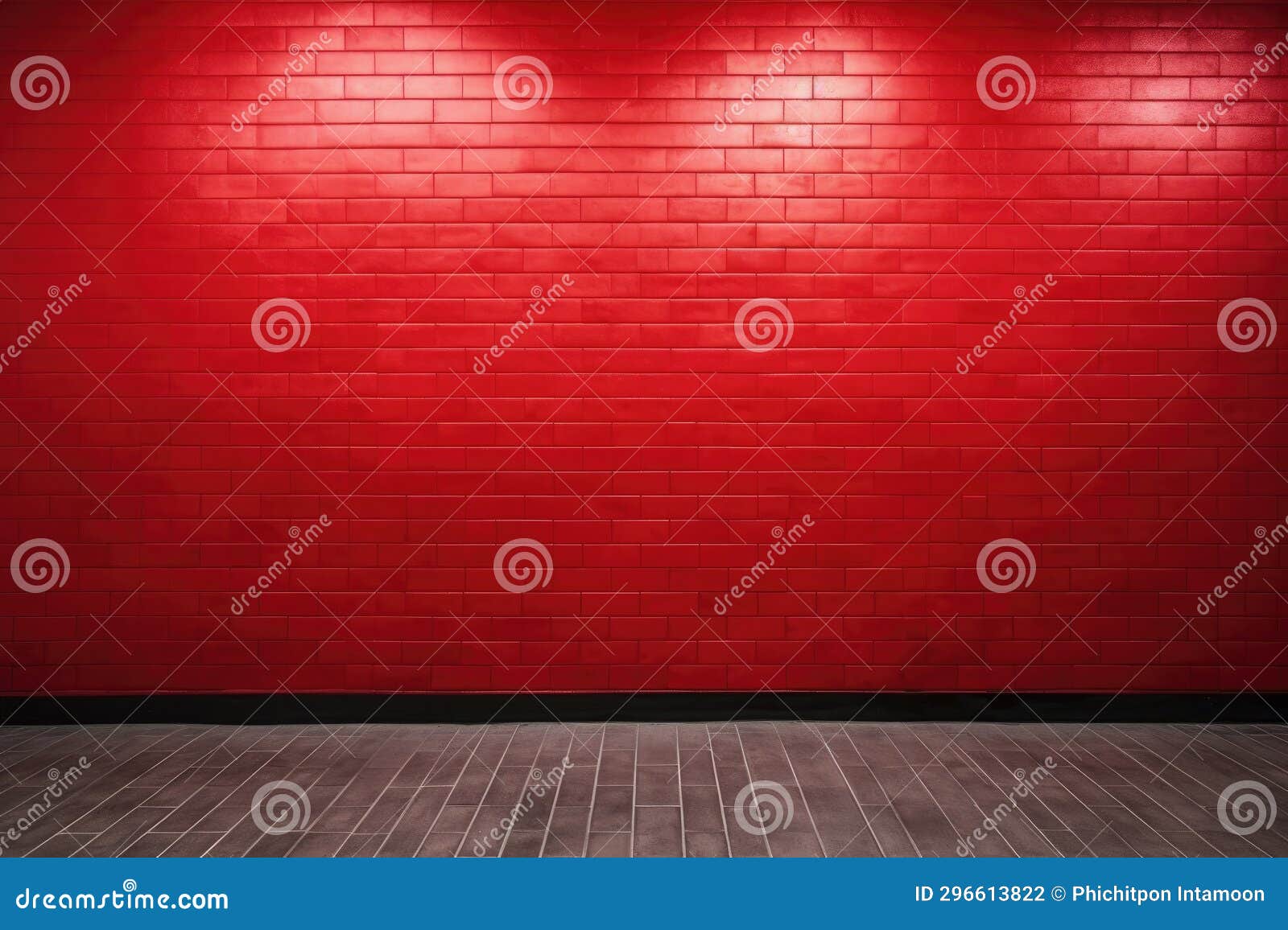 Empty Room with Red Wall and Concrete or Wooden Floor, .Generative AI ...