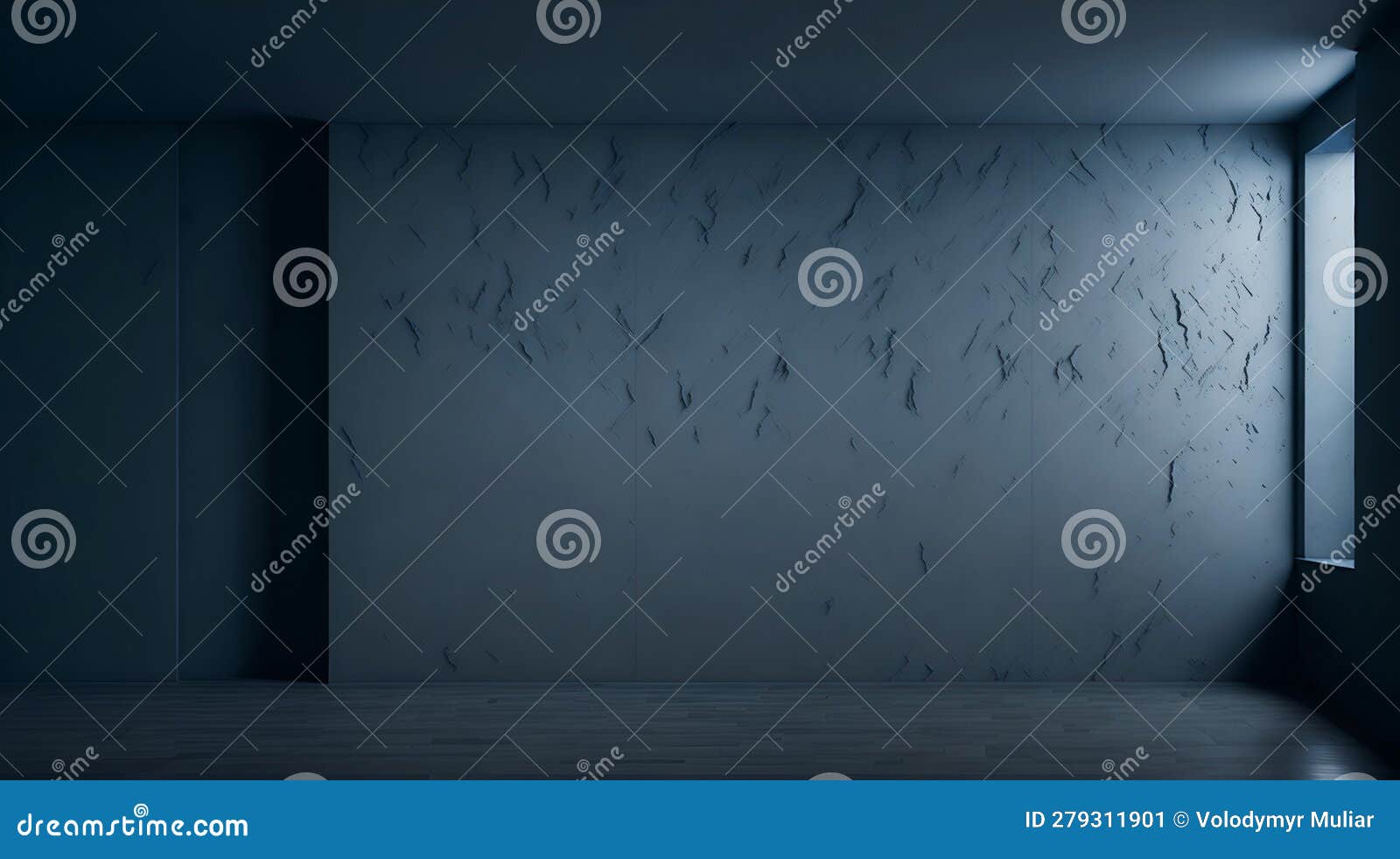 An Empty Room With A Rough Plaster Texture On The Wall. A Blank For ...