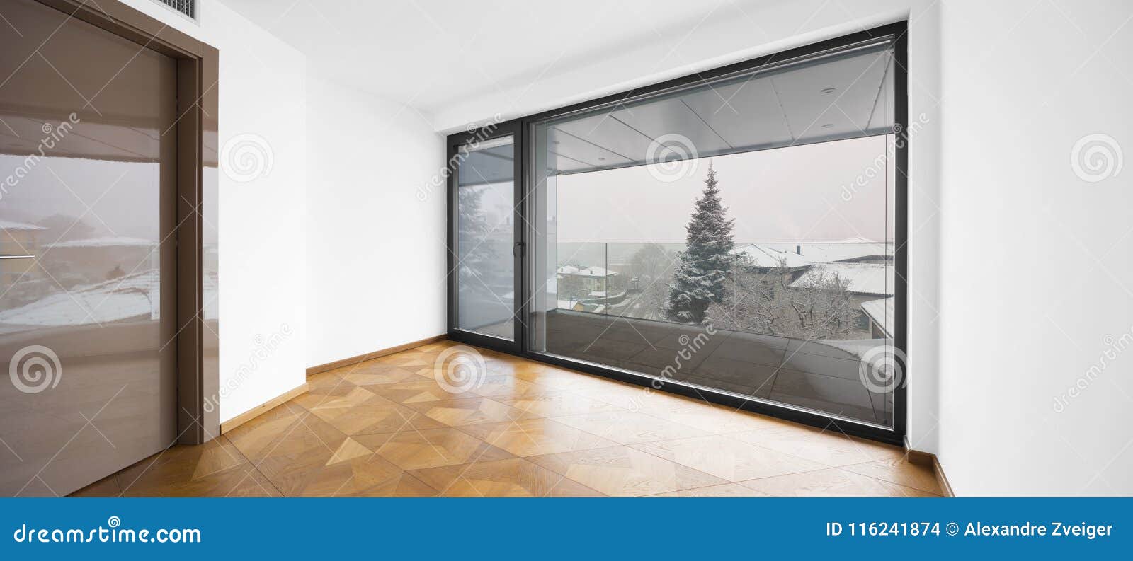 Empty Room. it`s Snowing Outside. Stock Photo - Image of architecture ...