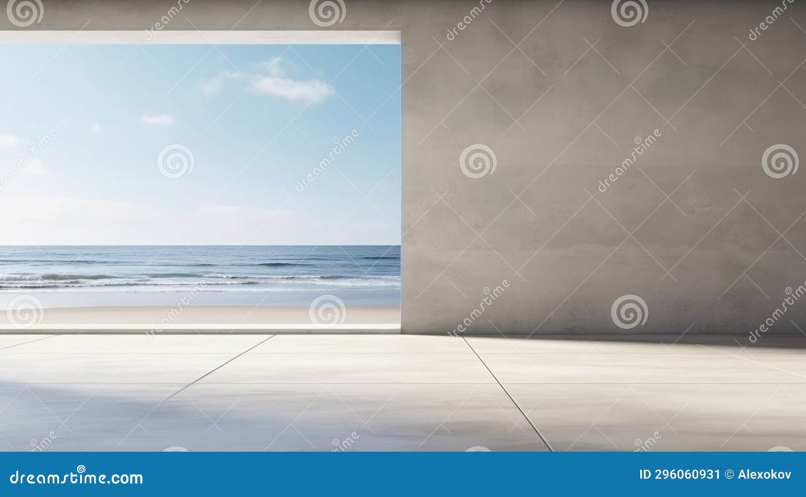 Empty Room with Sea View and Blue Sky. 3D Rendering Generative AI Stock ...