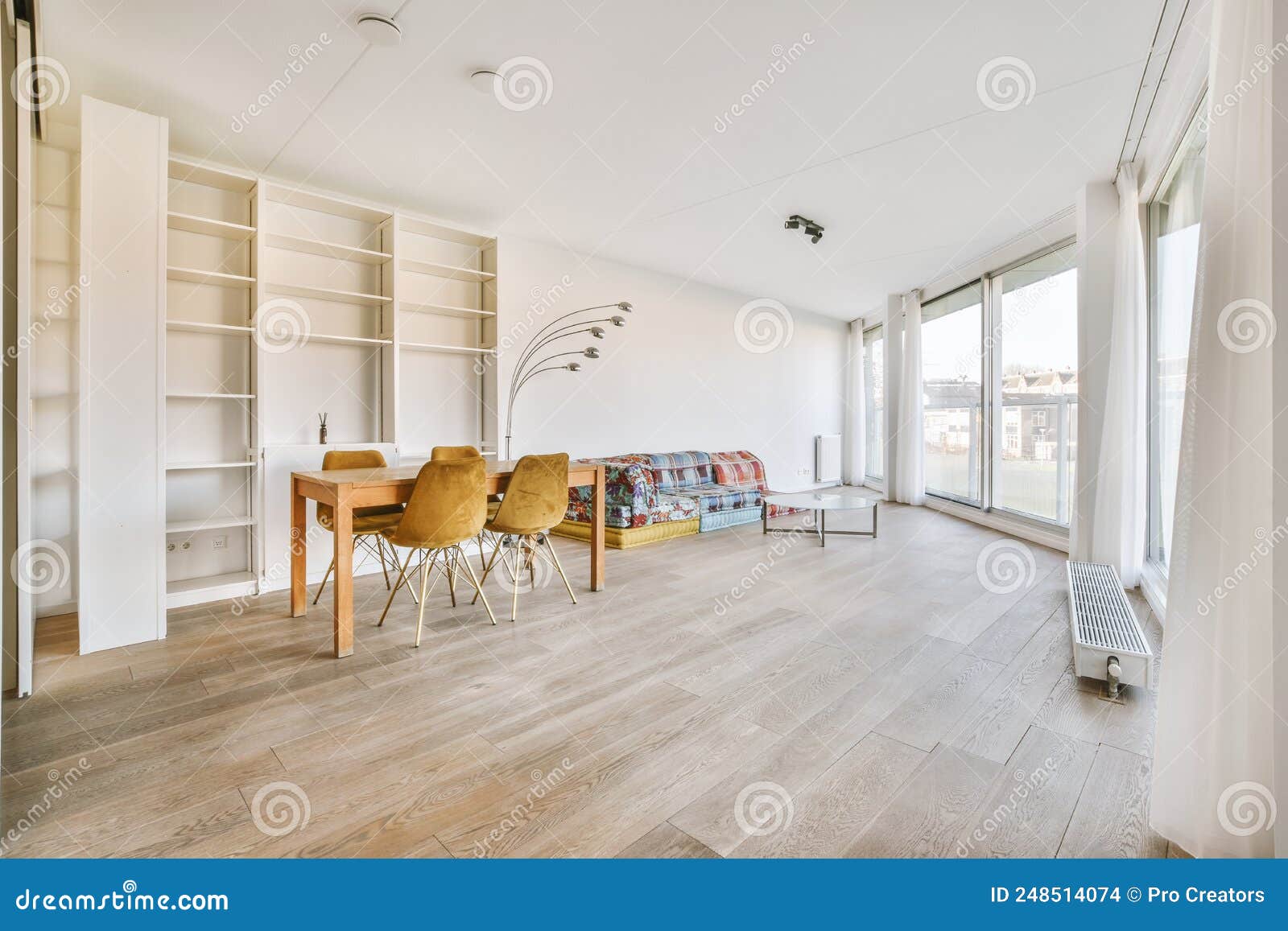 An Empty Room with a Set of Chairs Stock Photo - Image of apartment ...