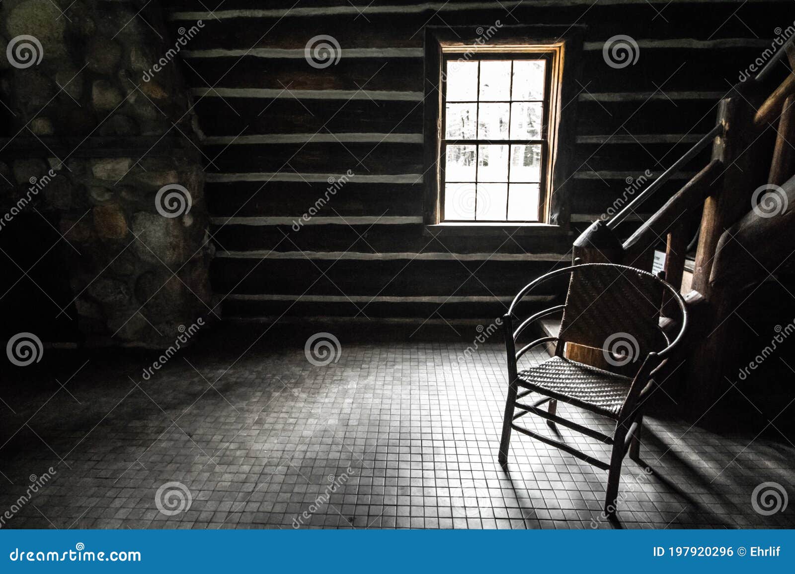 Empty Room with Single Empty Chair Stock Photo - Image of floor ...