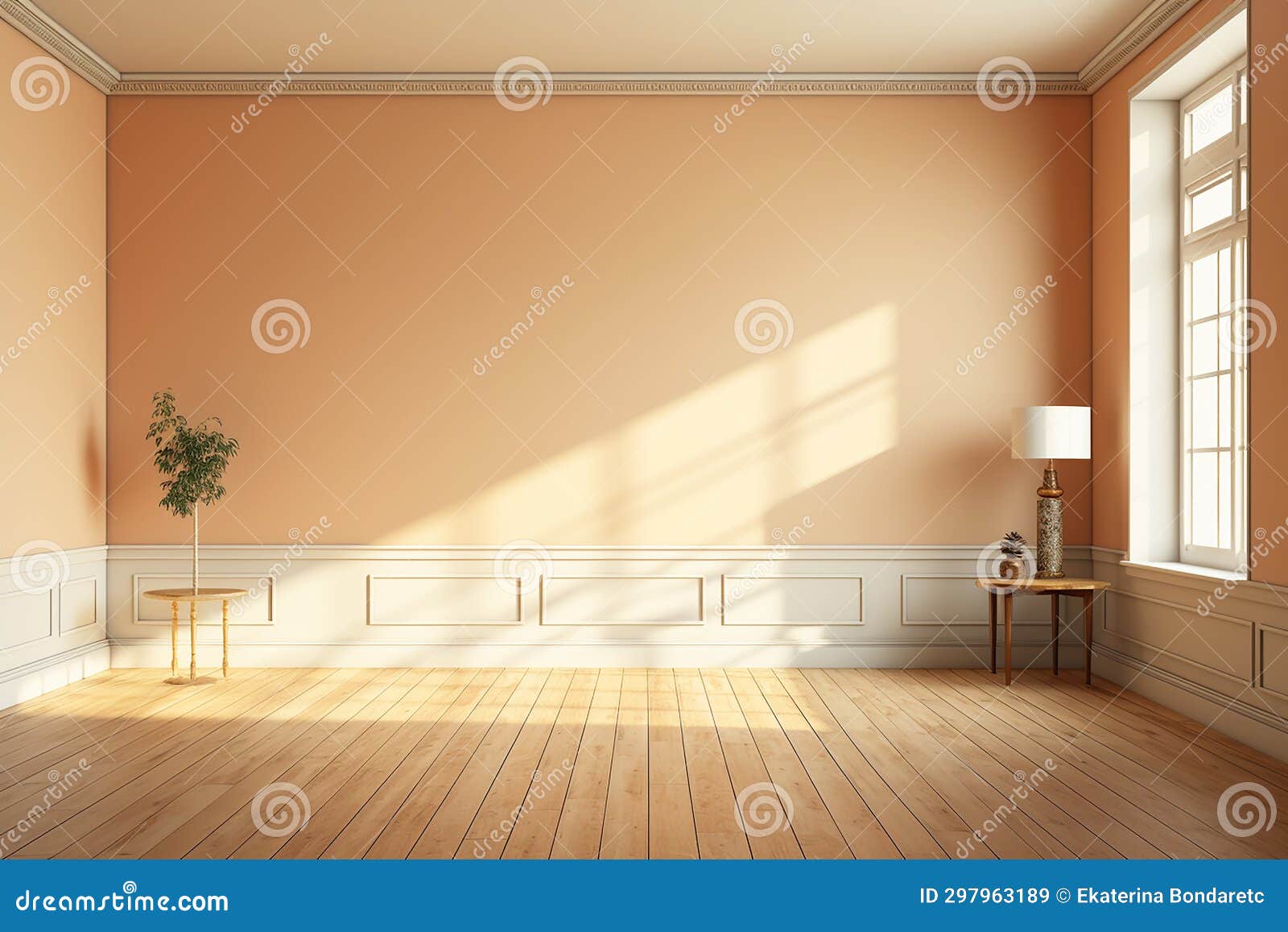An Empty Room with a Solid Color Background: Beige, Yellow and Khaki As ...