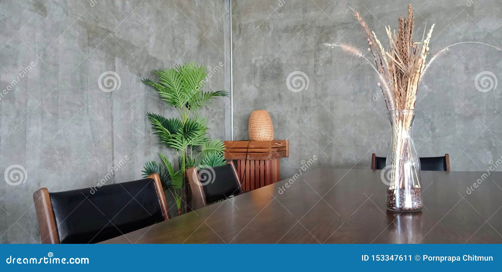 Empty Room with Table and Chair. Stock Image - Image of light ...