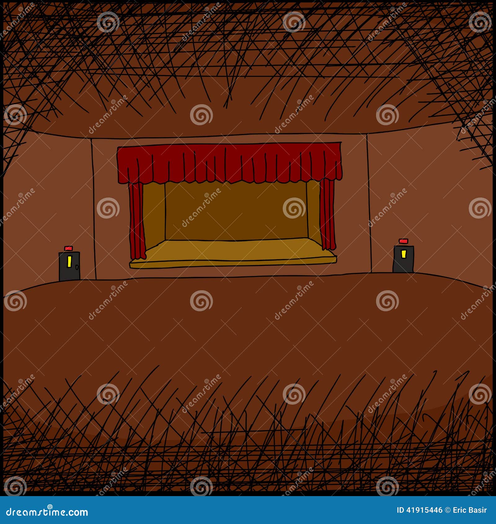 Empty Room with Stage stock vector. Illustration of clip - 41915446