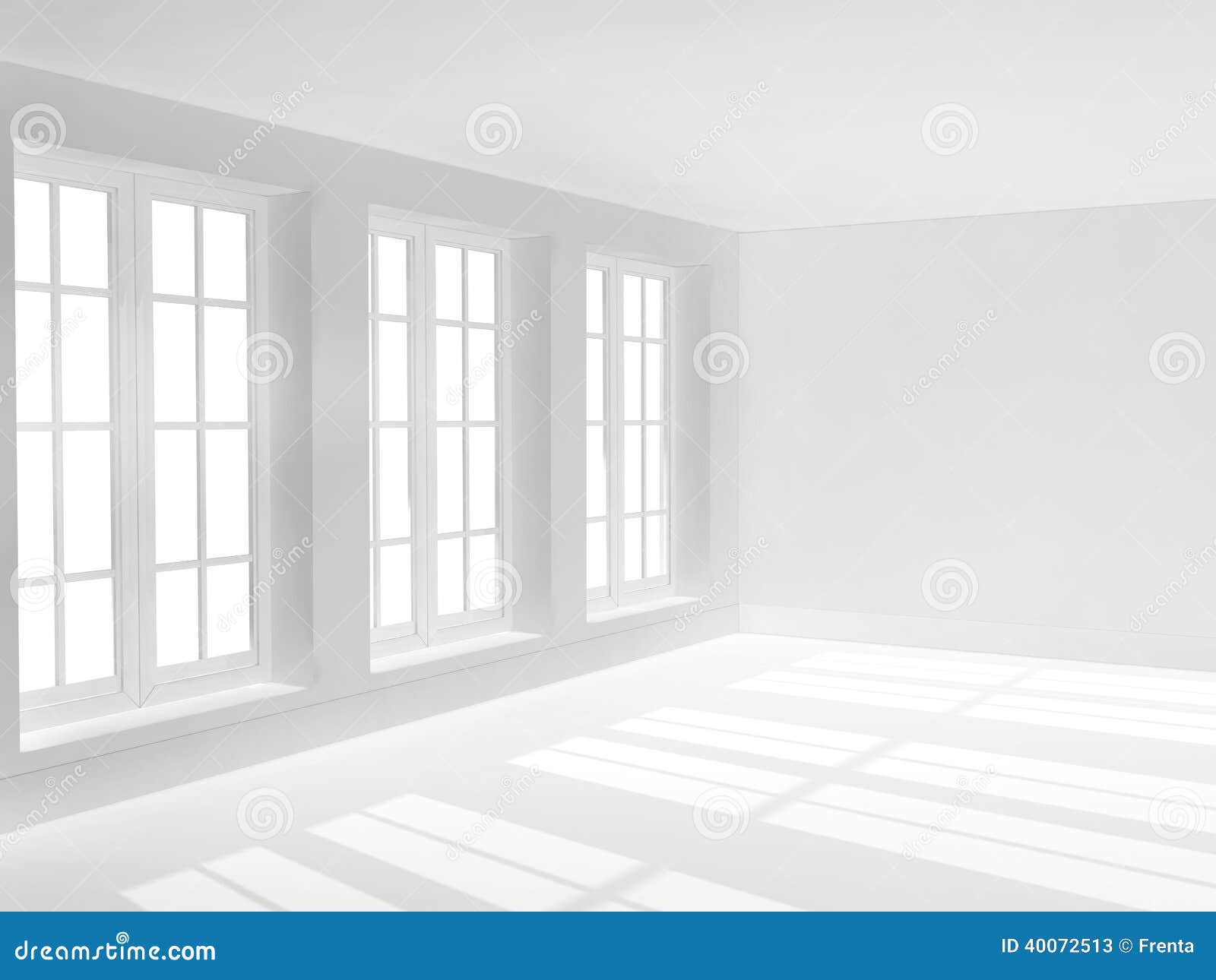Empty Room with Three Windows Stock Illustration - Illustration of ...