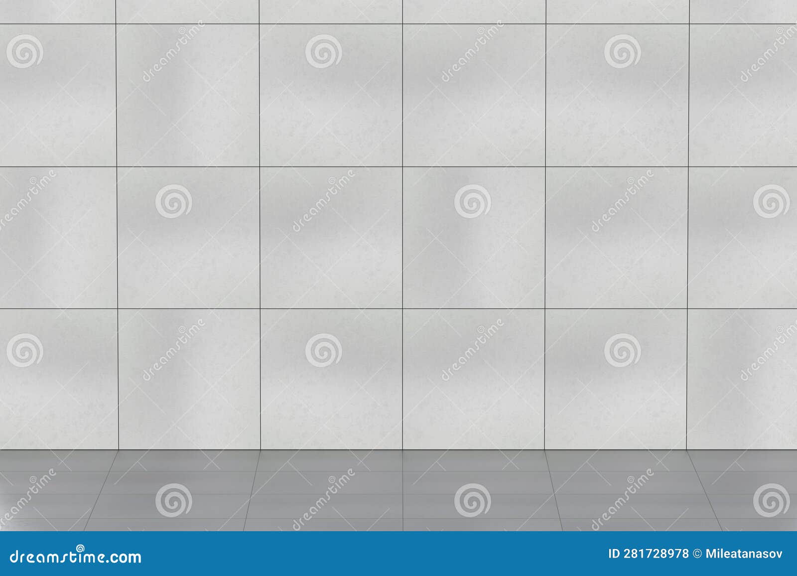 Empty Room with Tiled Wall and Floor Stock Illustration - Illustration ...