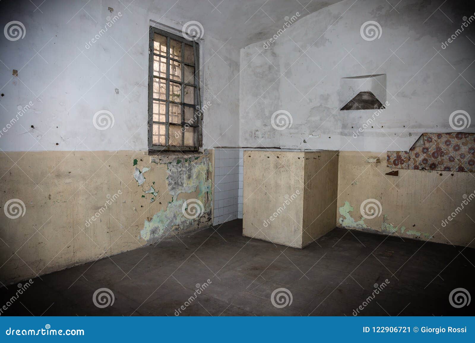 Empty Room with a Toilet in an Old Prison Stock Image - Image of ...