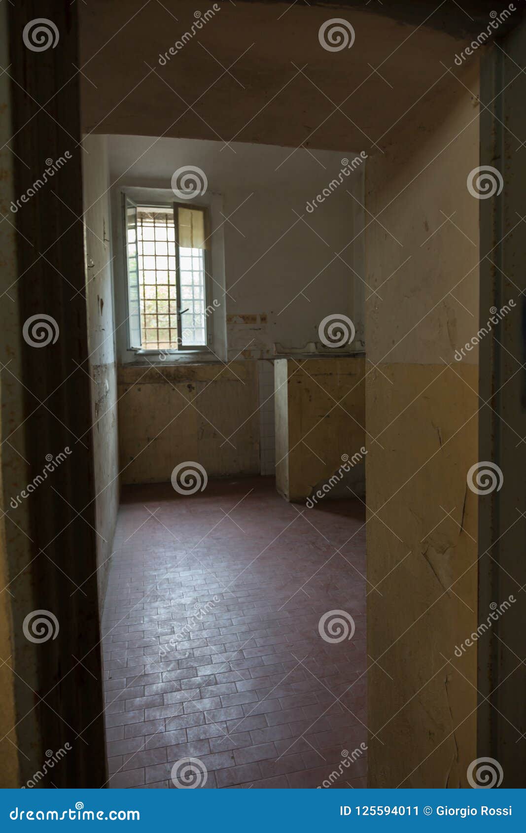 Empty Room with a Toilet in an Old Prison Stock Image - Image of ...