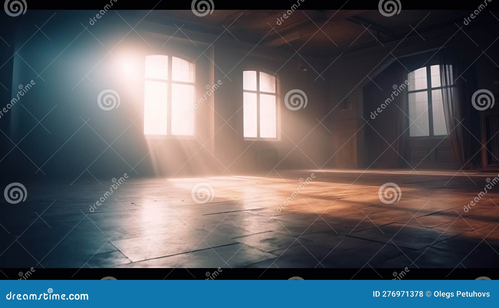 An Empty Room with Two Windows and a Light Coming through the Windows ...