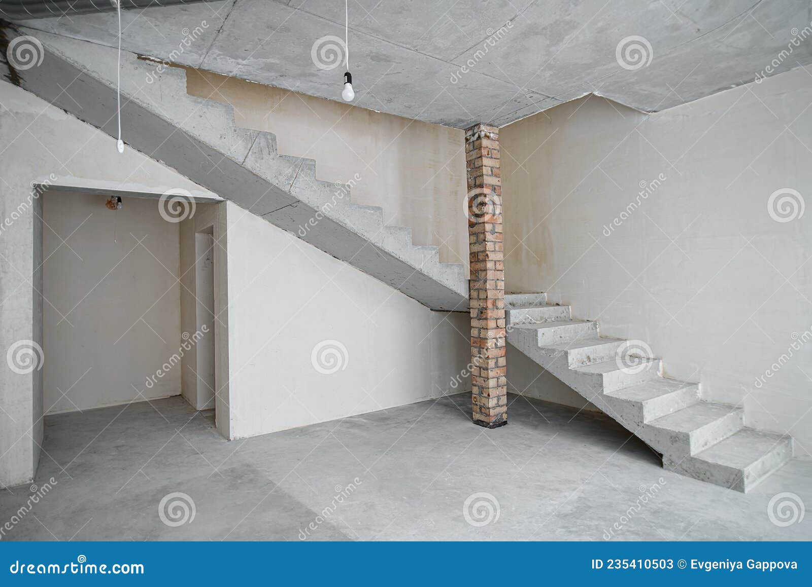 Empty Room Under Construction in a New Constructed Building Stock Image ...