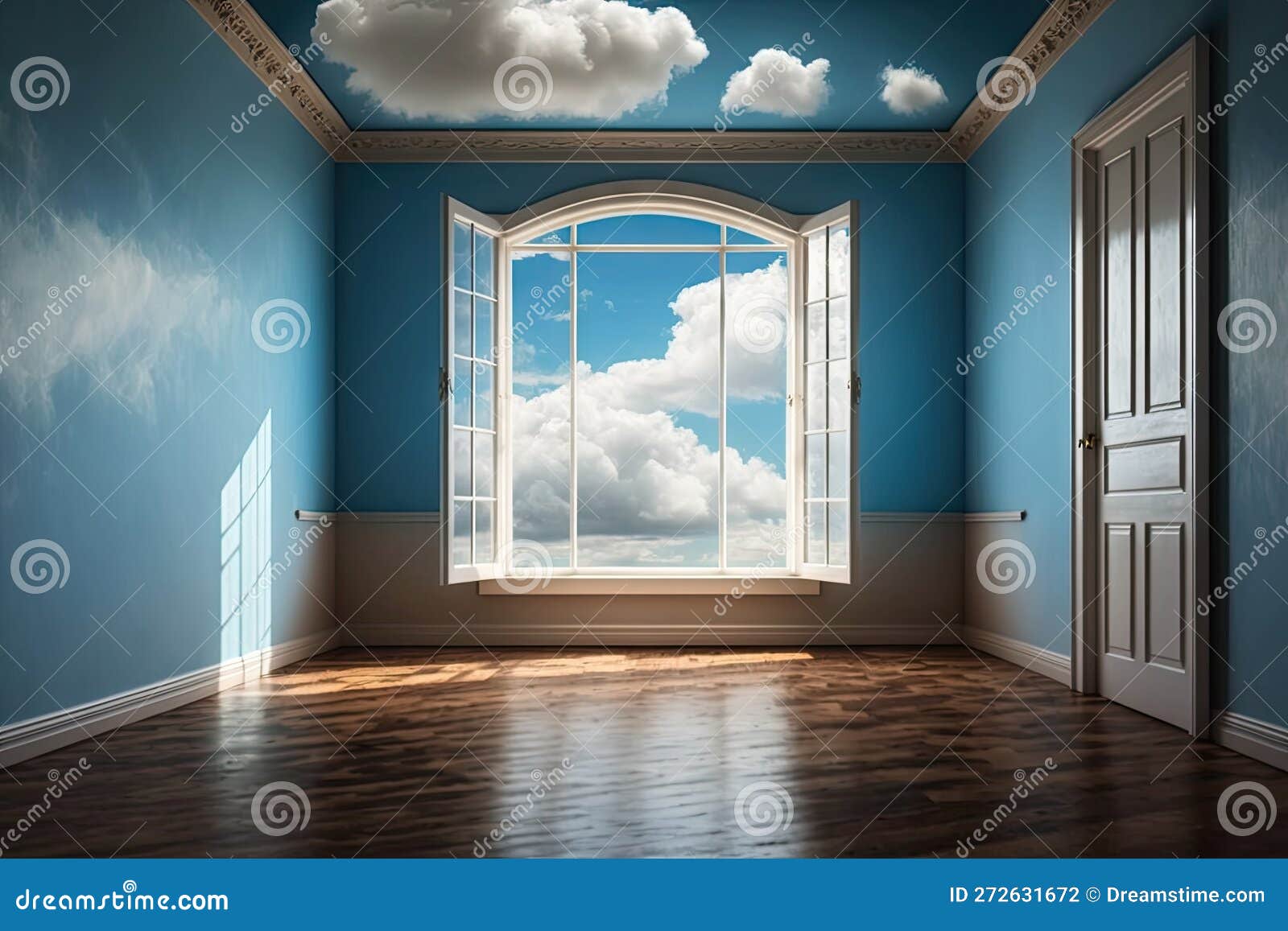 The Empty Room, with View of the Blue Sky and Fluffy Clouds, Can Be a ...