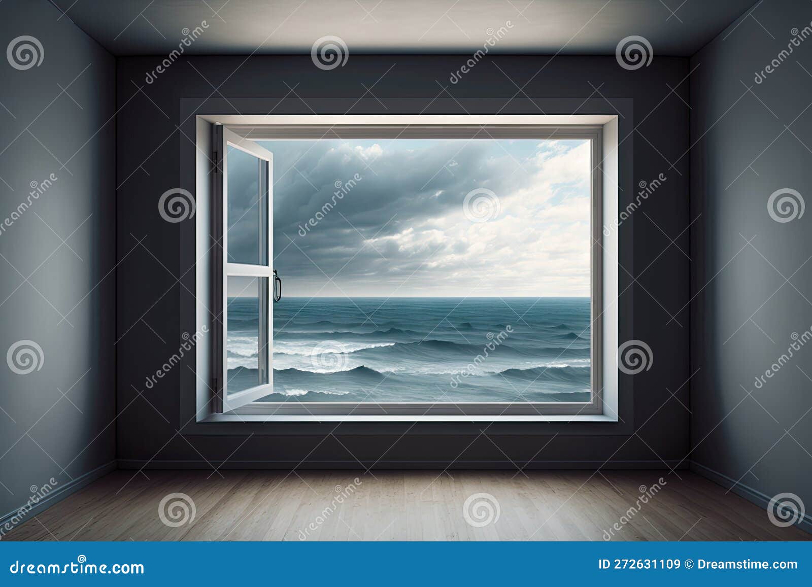 Empty Room with View of the Ocean, with Waves Rolling in, Perfect for ...