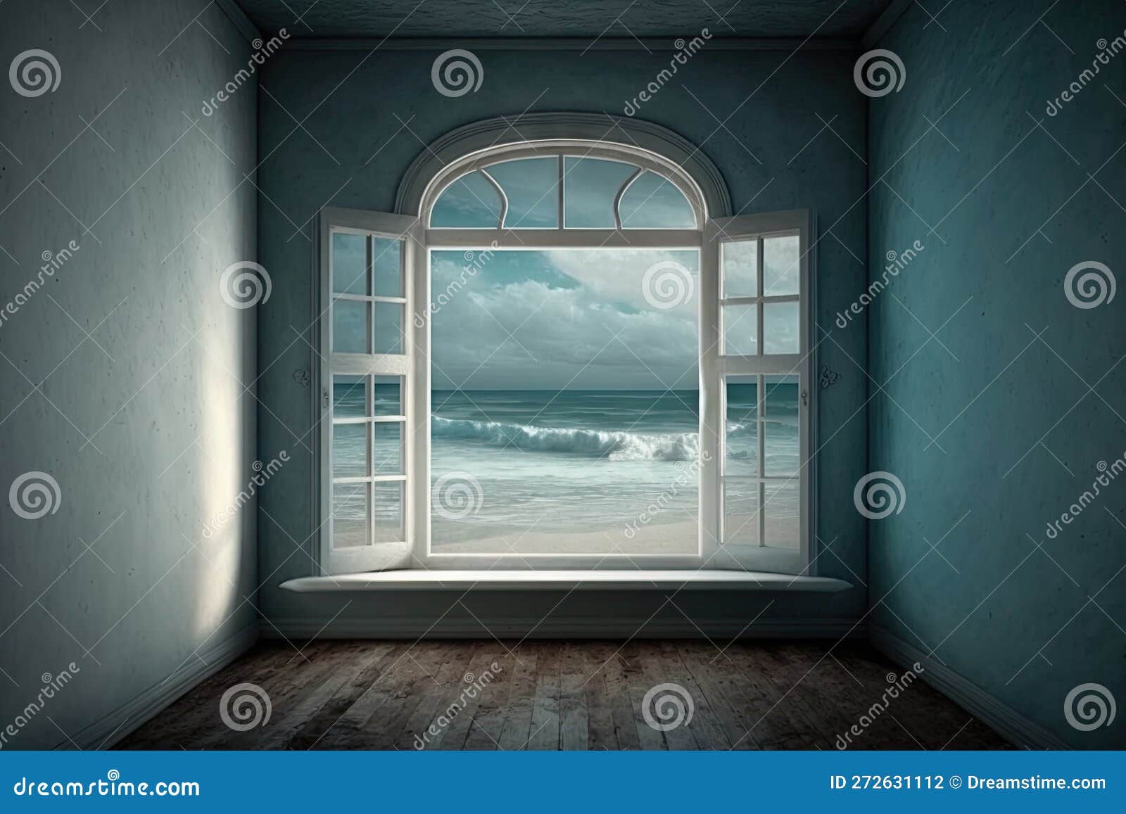 Empty Room with View of the Ocean, with Waves Rolling in, Perfect for ...