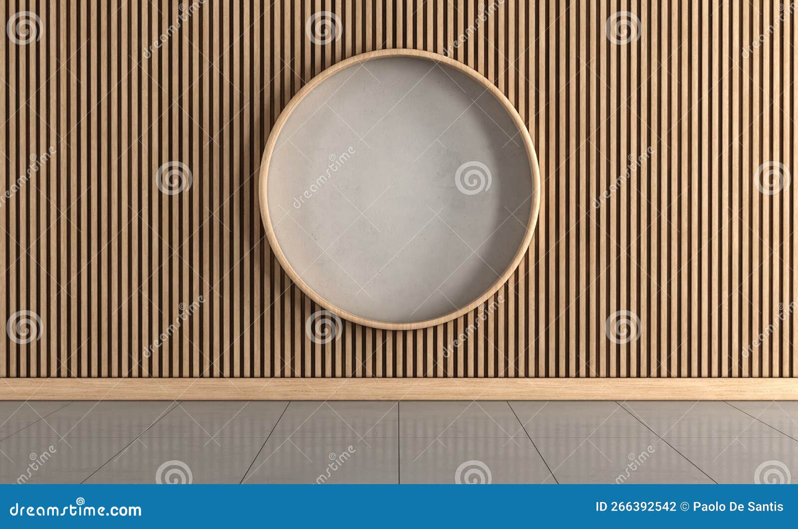 Empty Room with Wall Wood Cladding Panels Stock Illustration ...