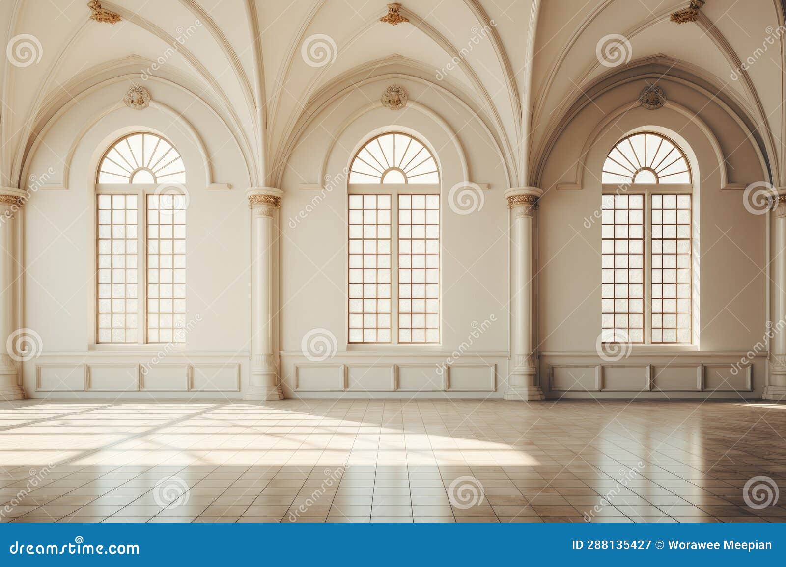 Empty Room and Wall and Wooden Floor with Interesting with Glare from ...
