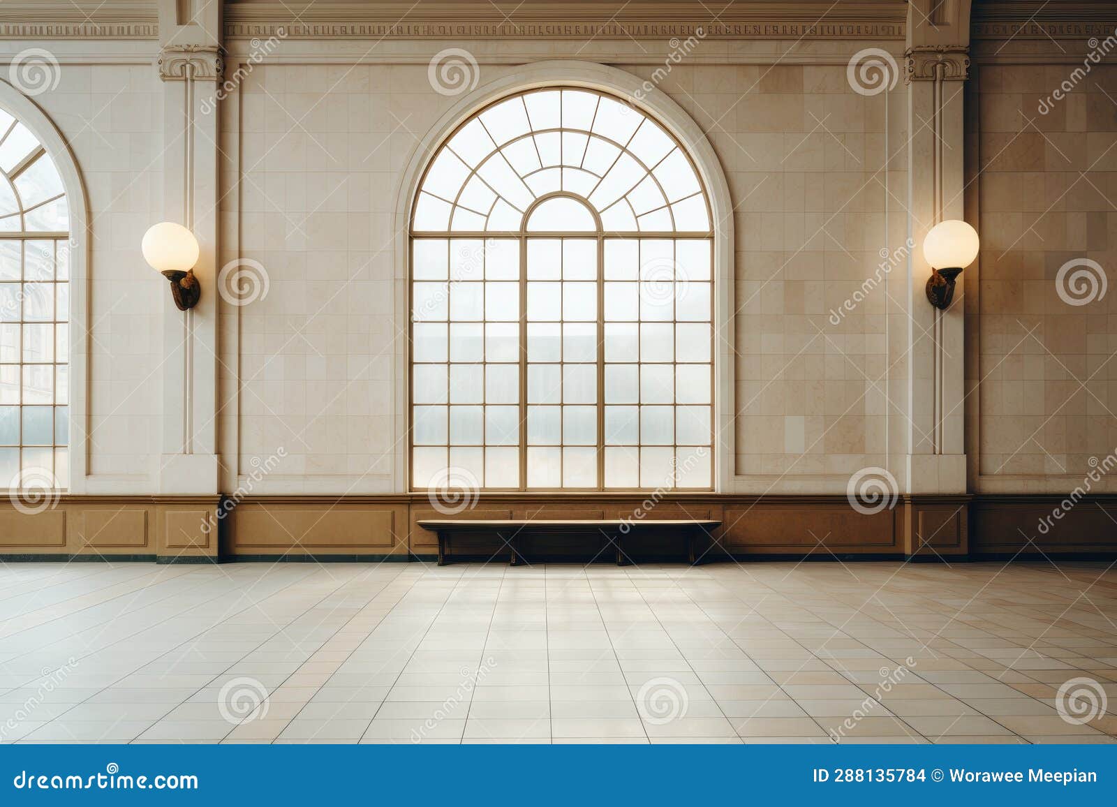 Empty Room and Wall and Wooden Floor with Interesting with Glare from ...