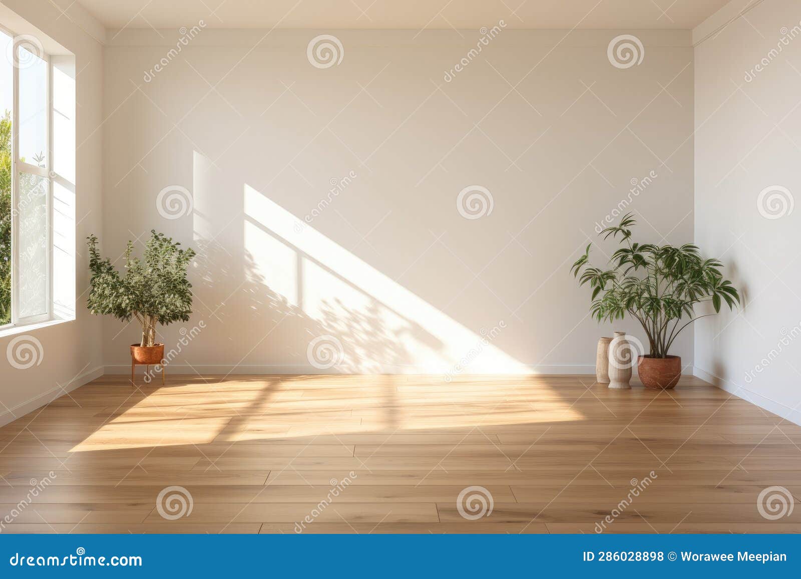 Empty Room and Wall and Wooden Floor with Interesting with Glare from ...