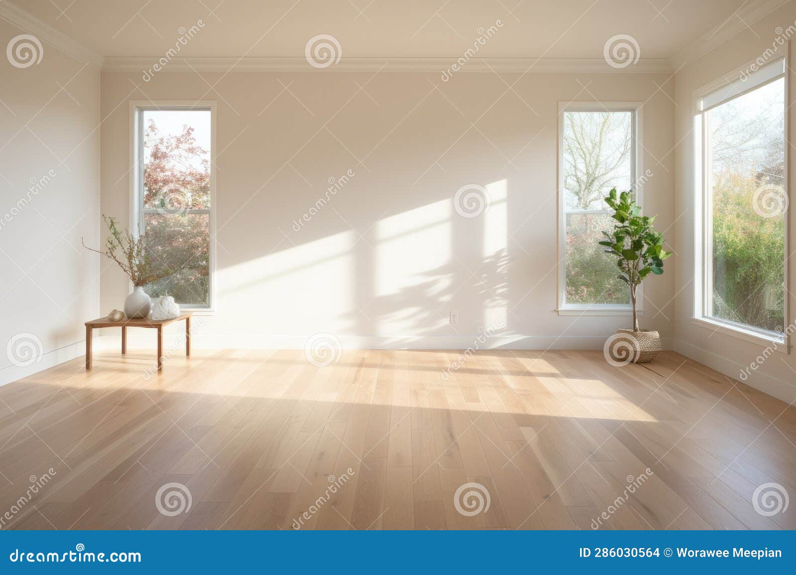 Empty Room and Wall and Wooden Floor with Interesting with Glare from ...