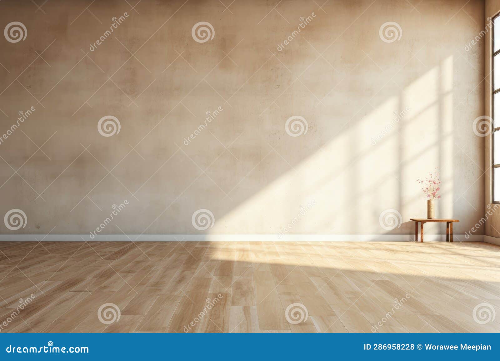 Empty Room and Wall and Wooden Floor with Interesting with Glare from ...