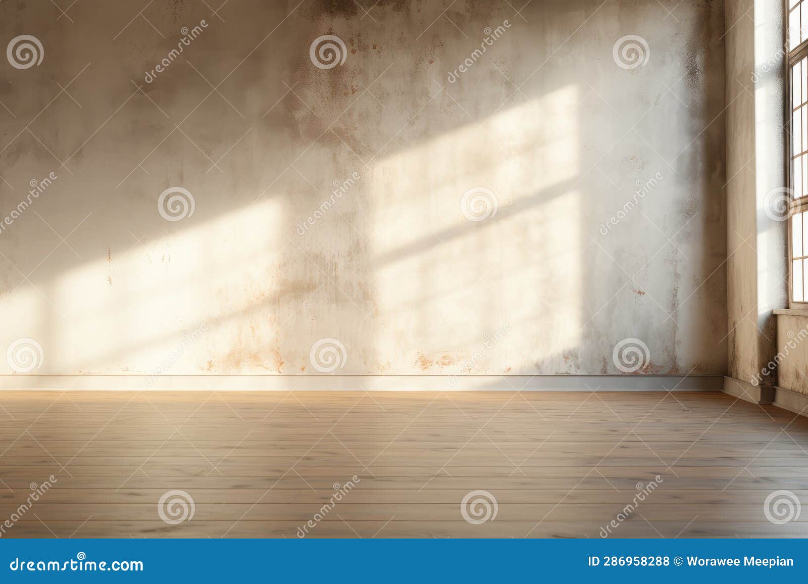 Empty Room and Wall and Wooden Floor with Interesting with Glare from ...