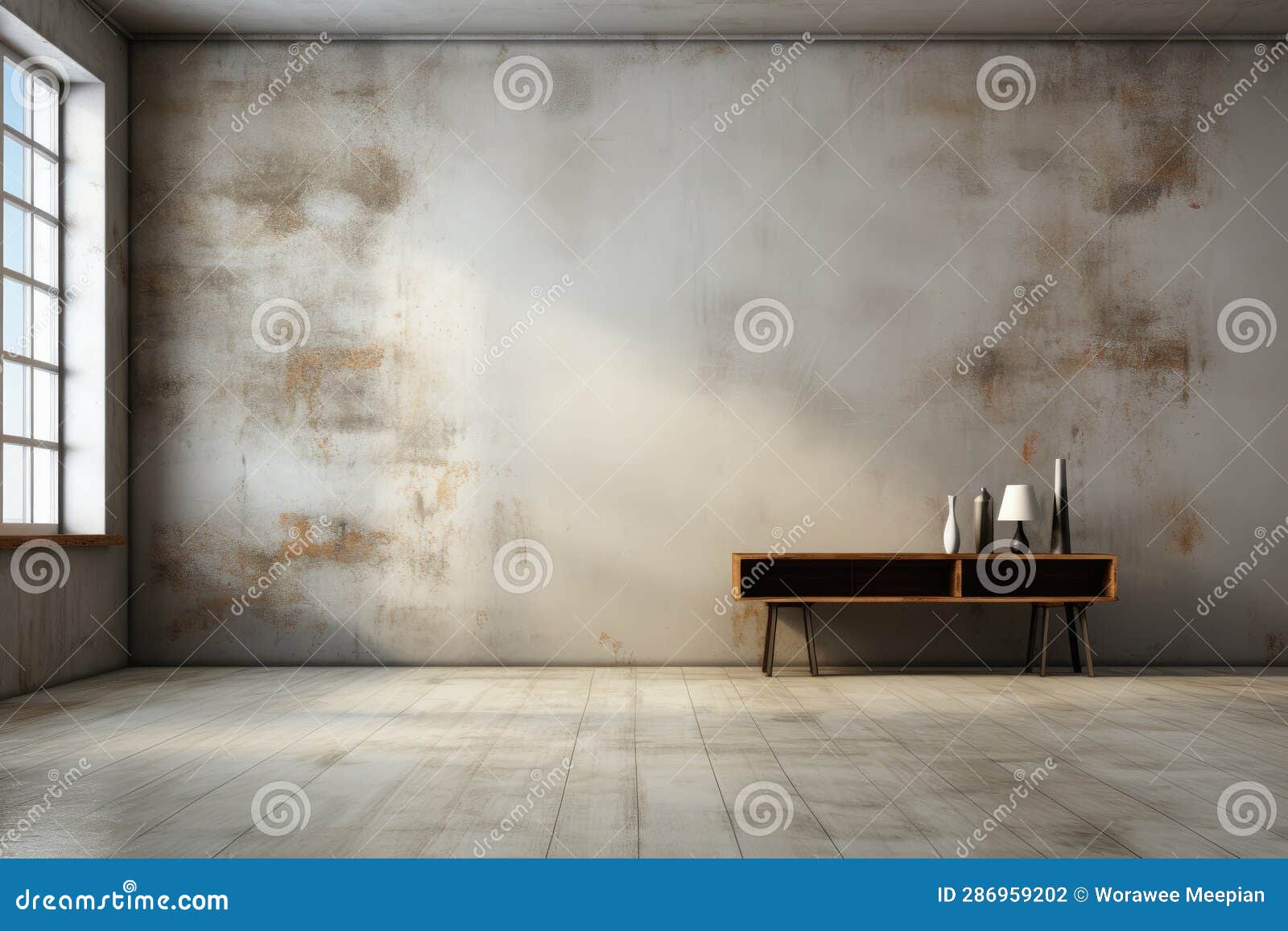 Empty Room and Wall and Wooden Floor with Interesting with Glare from ...