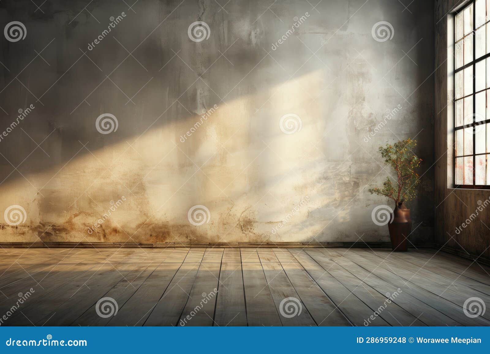 Empty Room and Wall and Wooden Floor with Interesting with Glare from ...