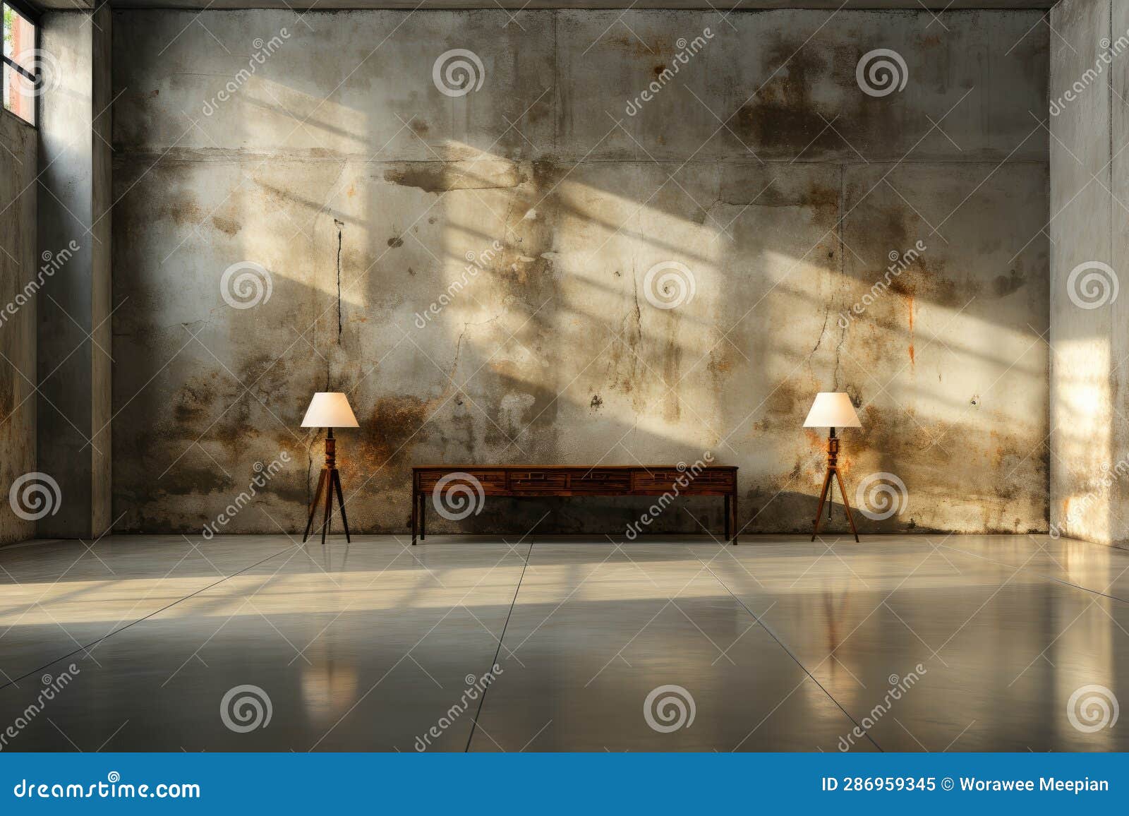 Empty Room and Wall and Wooden Floor with Interesting with Glare from ...