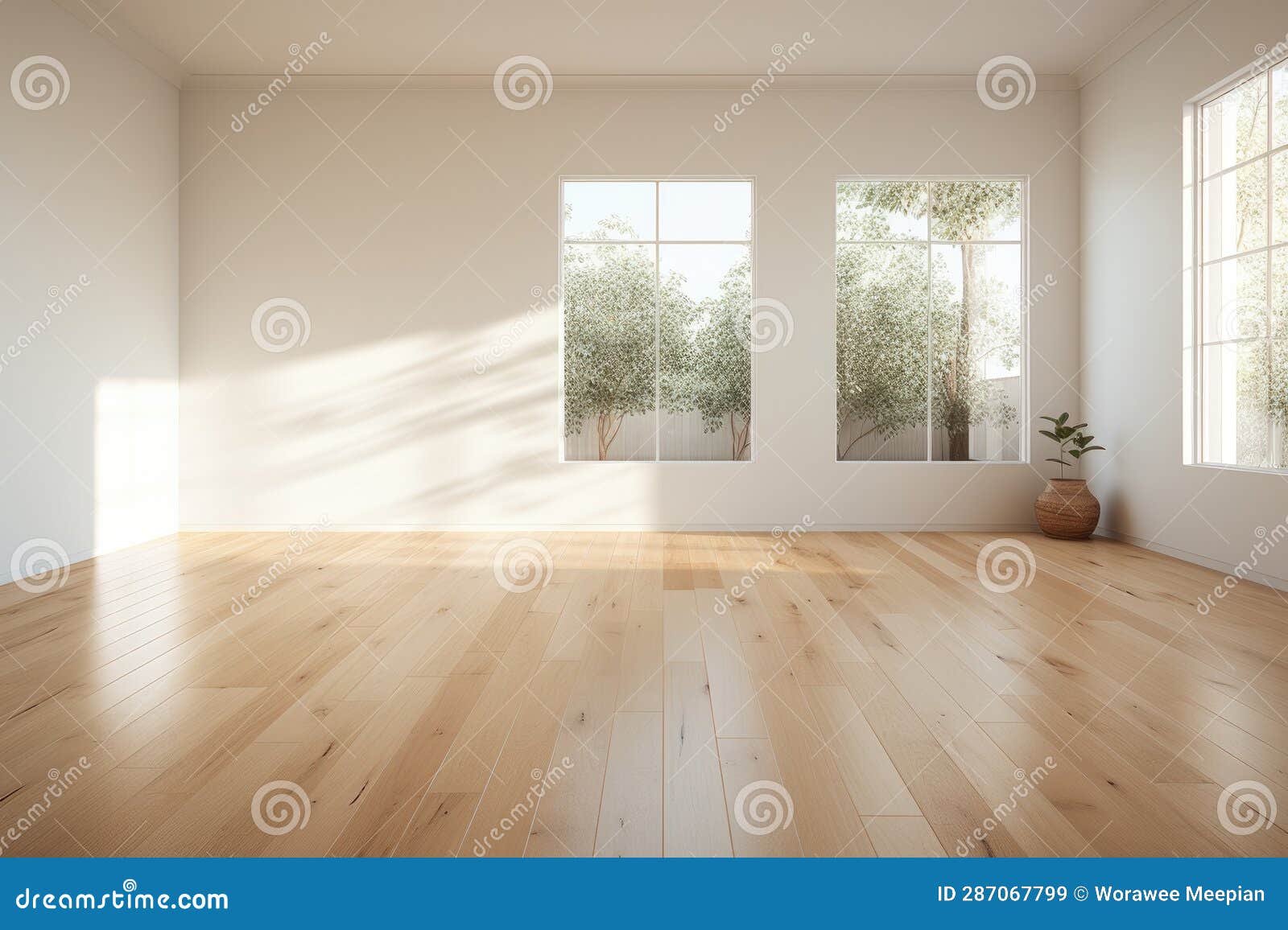 Empty Room and Wall and Wooden Floor with Interesting with Glare from ...