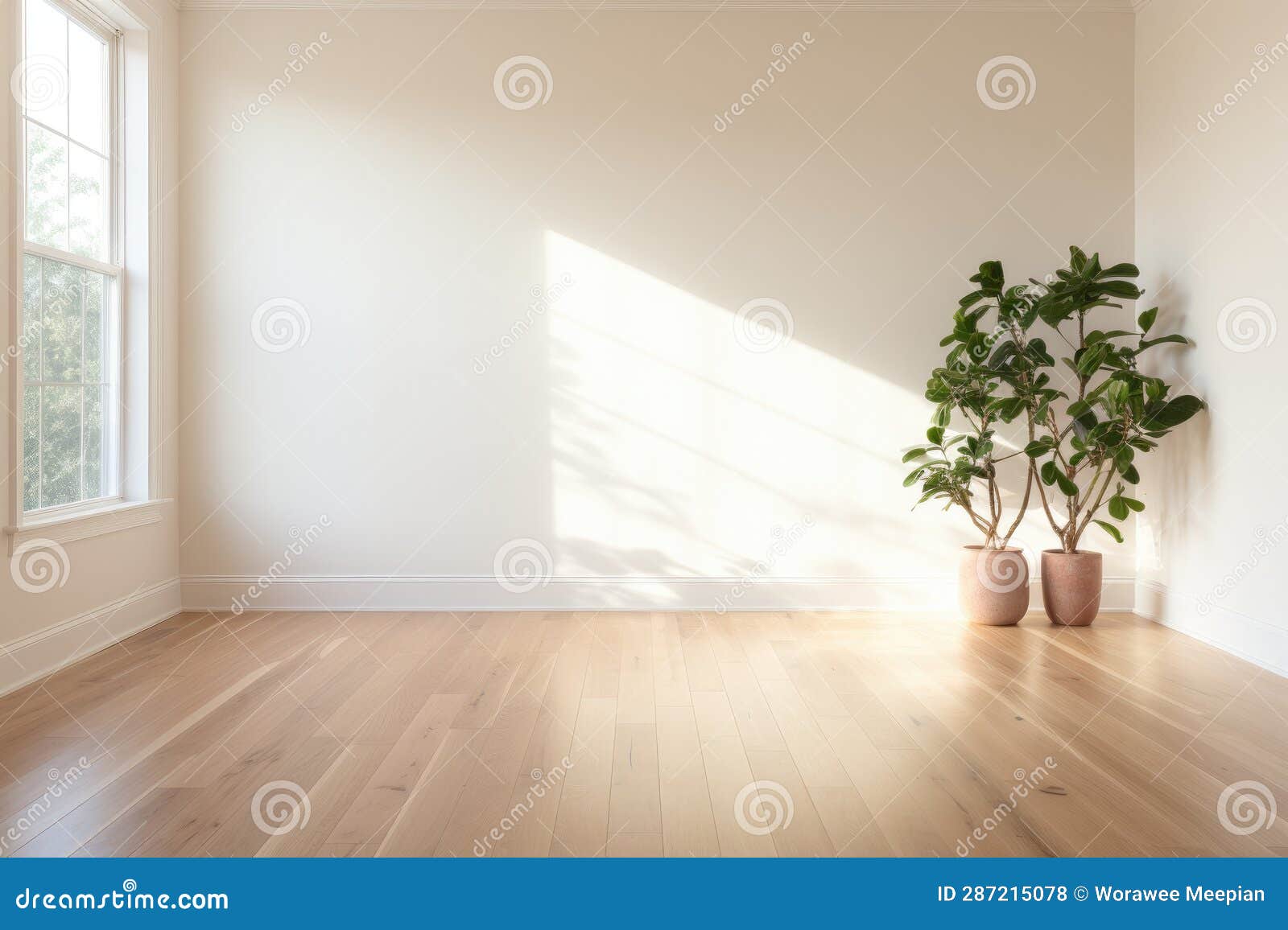 Empty Room and Wall and Wooden Floor with Interesting with Glare from ...