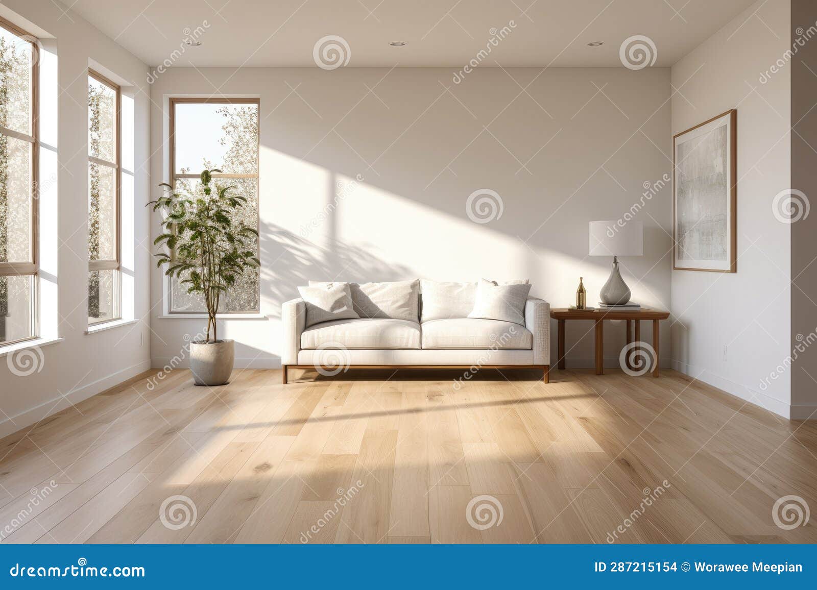 Empty Room and Wall and Wooden Floor with Interesting with Glare from ...