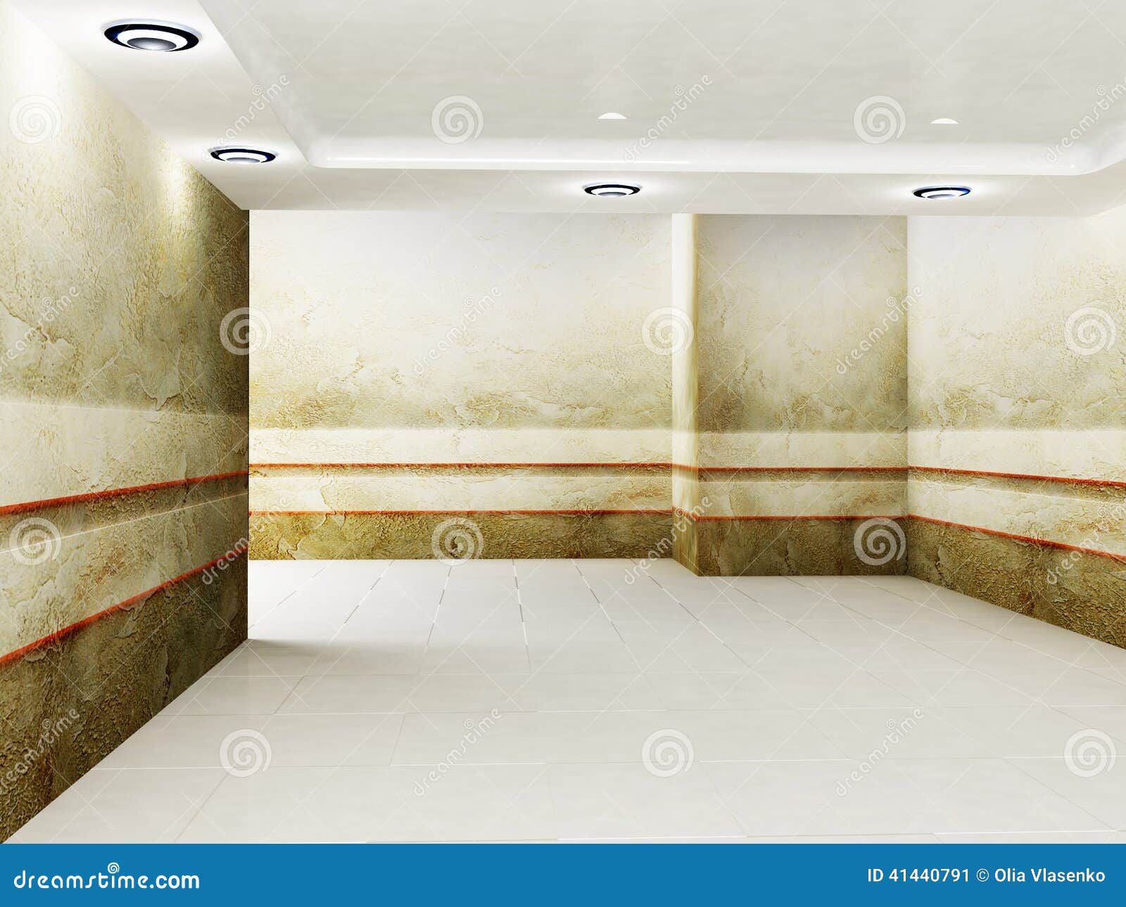 Empty room in warm colors stock illustration. Illustration of equipment ...