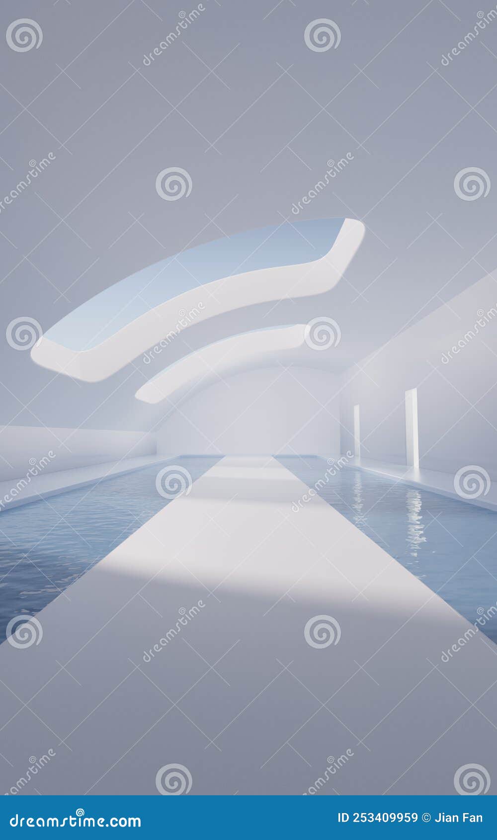 Empty Room with Water Inside, 3d Rendering Stock Illustration ...